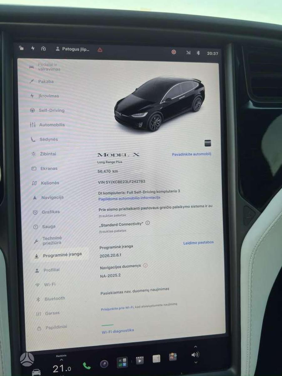Melns Tesla Model X 2020 Viļņa, ar dzinēja tilpumu 0.00 L un nobraukumu 56 tūkst. km par 35400 €, foto 13 vietnē AUTOMOTO.COM.LV