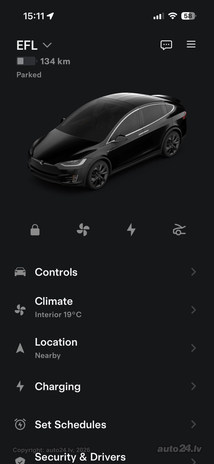 Black Tesla Model X 2018 in Tallinn, with an engine capacity of 0.00 L and mileage of 159 thousand km for 25900 €, photo 18 on AUTOMOTO.COM.LV