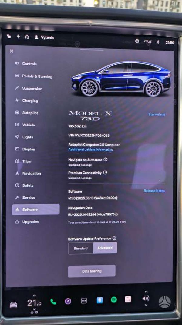 Zils Tesla Model X 2017 Viļņa, ar dzinēja tilpumu 0.00 L un nobraukumu 167 tūkst. km par 18900 €, foto 7 vietnē AUTOMOTO.COM.LV