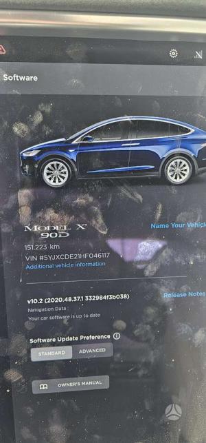 Blue Tesla Model X 2017 in Siauliai, with an engine capacity of 0.00 L and mileage of 151 thousand km for 10990 €, photo 7 on AUTOMOTO.COM.LV
