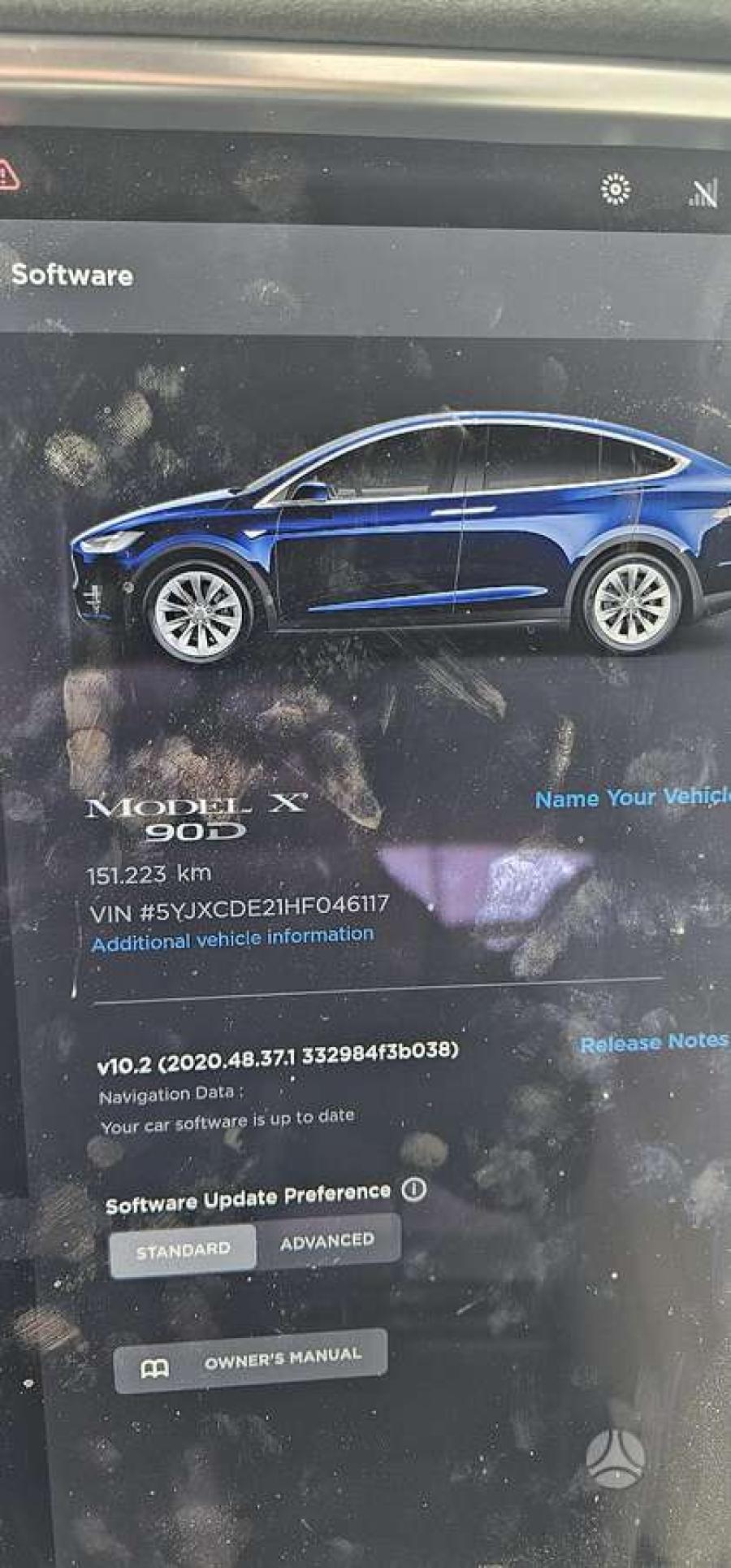 Blue Tesla Model X 2017 in Siauliai, with an engine capacity of 0.00 L and mileage of 151 thousand km for 10990 €, photo 7 on AUTOMOTO.COM.LV