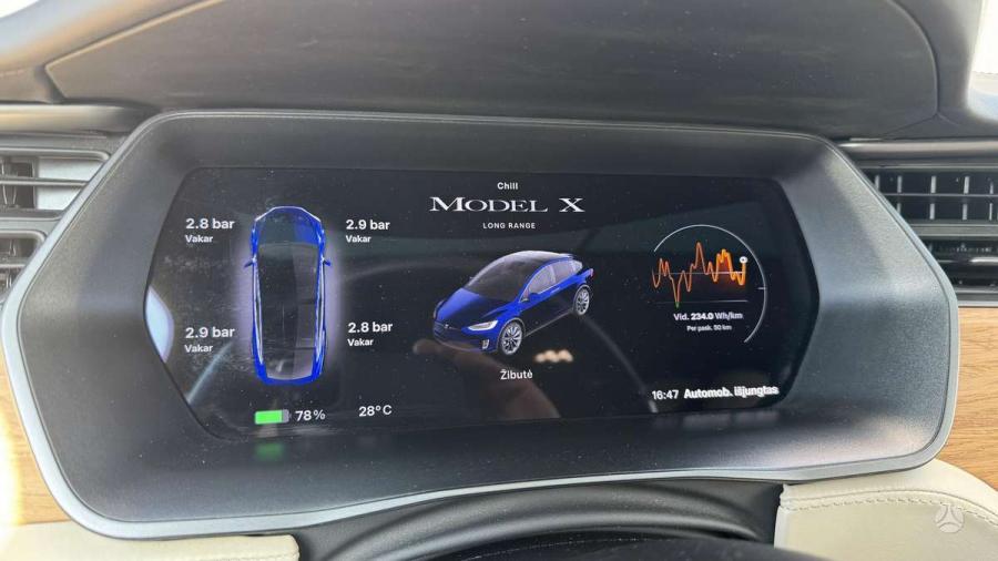 Blue Tesla Model X 2020 in Vilnius, with an engine capacity of 0.00 L and mileage of 126 thousand km for 30990 €, photo 28 on AUTOMOTO.COM.LV
