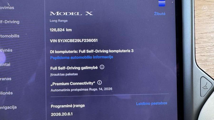 Blue Tesla Model X 2020 in Vilnius, with an engine capacity of 0.00 L and mileage of 126 thousand km for 30990 €, photo 31 on AUTOMOTO.COM.LV