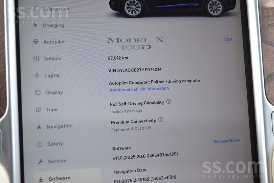 Blue Tesla Model X 2017 in Riga, with an engine capacity of 0.00 L and mileage of 68 thousand km for 34900 €, photo 10 on AUTOMOTO.COM.LV