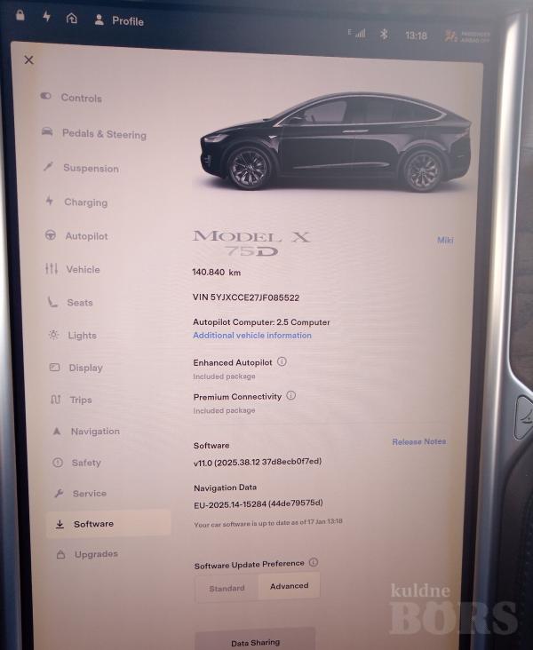 Tesla Model X 2018 Tartu, ar dzinēja tilpumu 0.00 L un nobraukumu 141 tūkst. km par 28300 €, foto 2 vietnē AUTOMOTO.COM.LV