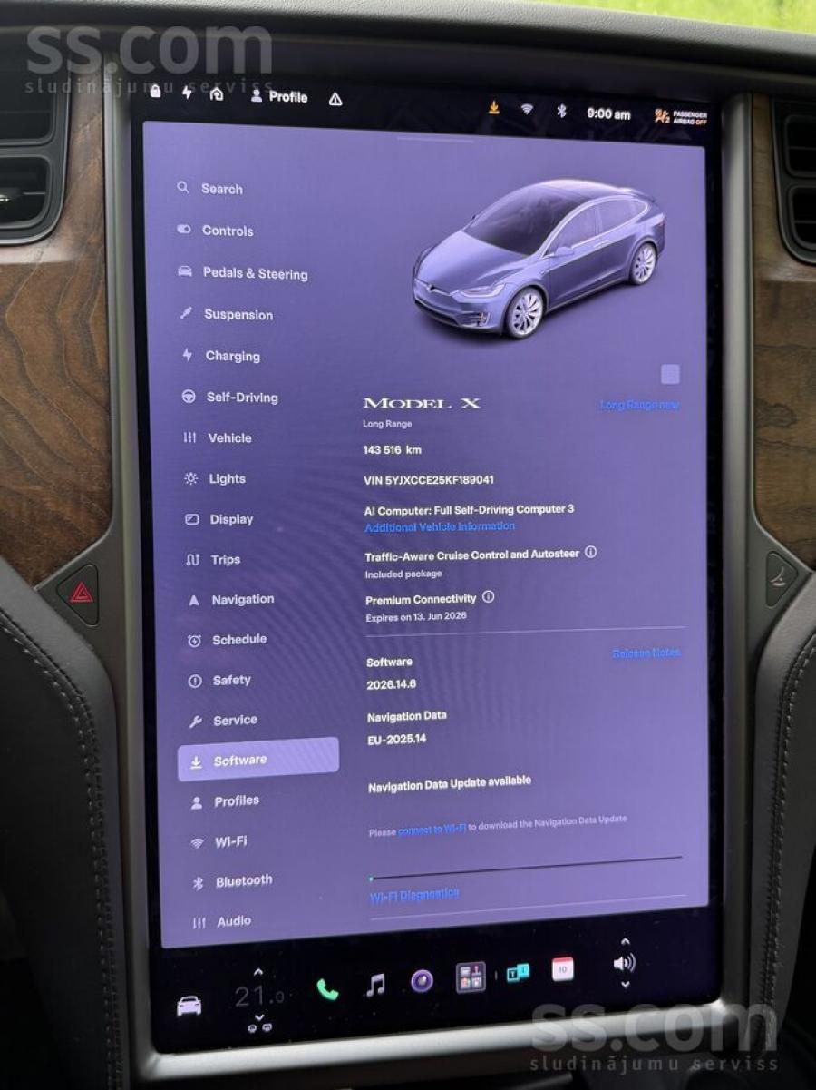 Grey Tesla Model X 2020 in Riga, with an engine capacity of 0.00 L and mileage of 144 thousand km for 33777 €, photo 10 on AUTOMOTO.COM.LV
