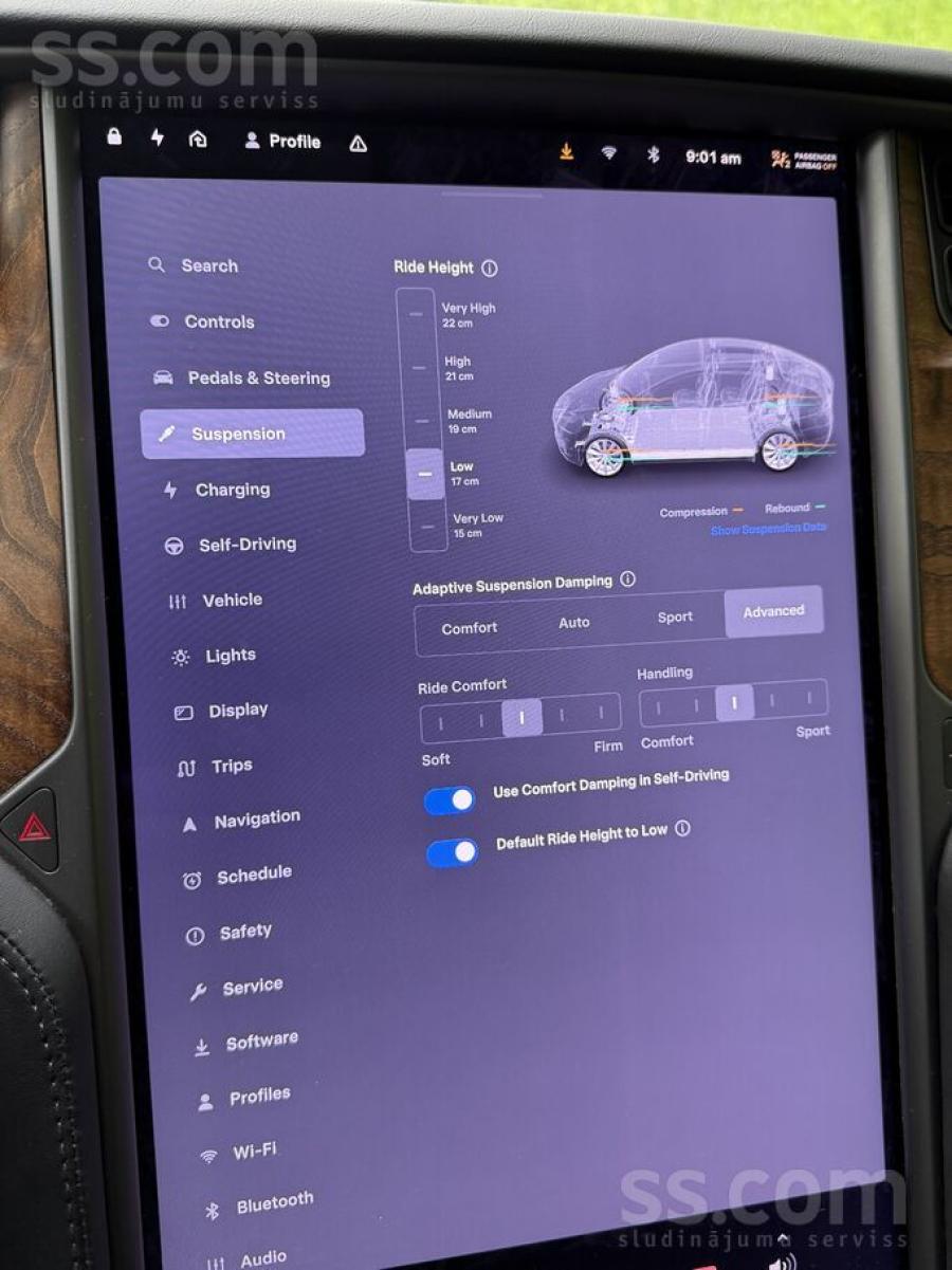 Grey Tesla Model X 2020 in Riga, with an engine capacity of 0.00 L and mileage of 144 thousand km for 33777 €, photo 12 on AUTOMOTO.COM.LV
