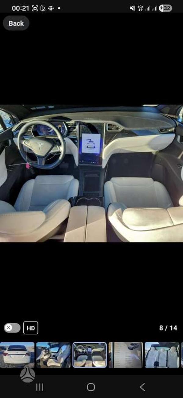 White Tesla Model X 2018 in Klaipeda, with an engine capacity of 0.00 L and mileage of 75 thousand km for 17500 €, photo 8 on AUTOMOTO.COM.LV