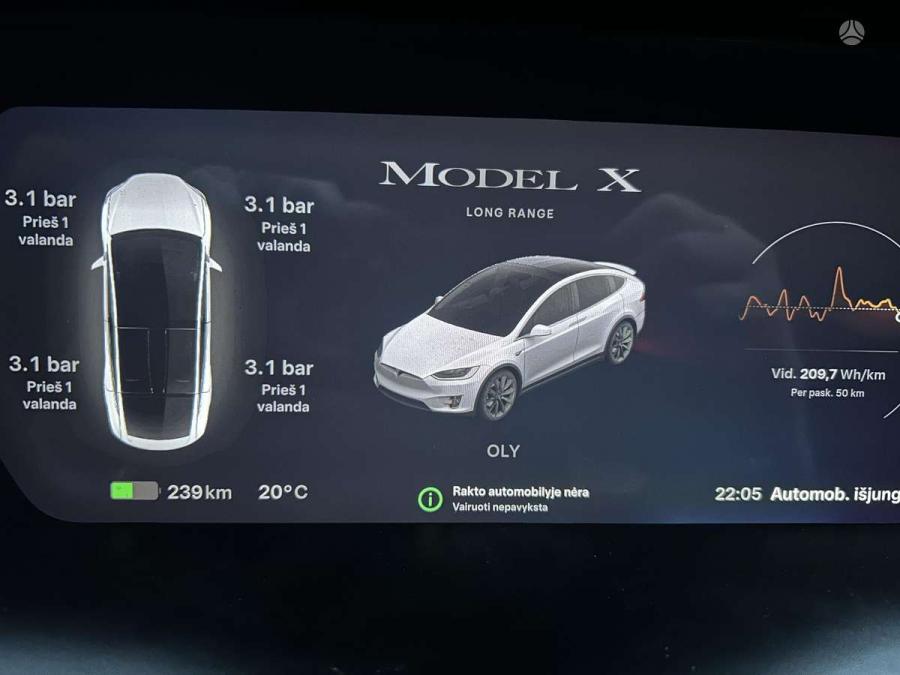 White Tesla Model X 2019 in Panevezys, with an engine capacity of 0.00 L and mileage of 175 thousand km for 33500 €, photo 19 on AUTOMOTO.COM.LV