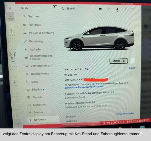 White Tesla Model X 2024 in Klaipeda, with an engine capacity of 0.00 L and mileage of 24 thousand km for 49800 €, photo 10 on AUTOMOTO.COM.LV