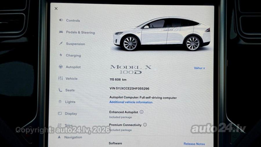 White Tesla Model X 2017 in Tallinn, with an engine capacity of 0.00 L and mileage of 116 thousand km for 36000 €, photo 24 on AUTOMOTO.COM.LV