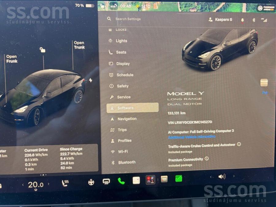 Black Tesla Model Y 2021 in Ogre, with an engine capacity of 0.00 L and mileage of 133 thousand km for 30500 €, photo 6 on AUTOMOTO.COM.LV