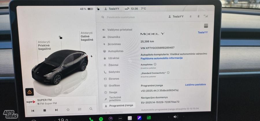 Black Tesla Model Y 2024 in Vilnius, with an engine capacity of 0.00 L and mileage of 25 thousand km for 28500 €, photo 17 on AUTOMOTO.COM.LV