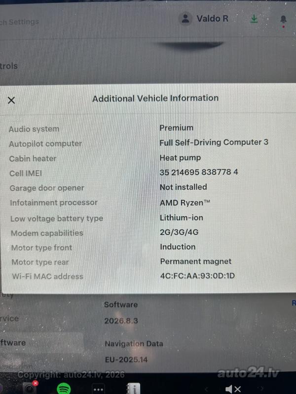 Black Tesla Model Y 2022 in Saue, with an engine capacity of 0.00 L and mileage of 75 thousand km for 36900 €, photo 10 on AUTOMOTO.COM.LV
