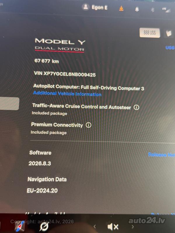 Black Tesla Model Y 2022 in Tallinn, with an engine capacity of 0.00 L and mileage of 68 thousand km for 38500 €, photo 5 on AUTOMOTO.COM.LV