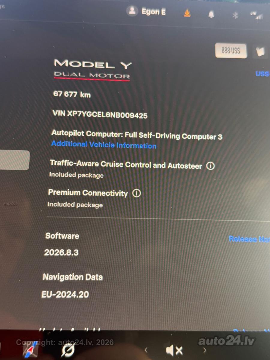 Melns Tesla Model Y 2022 Tallina, ar dzinēja tilpumu 0.00 L un nobraukumu 68 tūkst. km par 38500 €, foto 6 vietnē AUTOMOTO.COM.LV