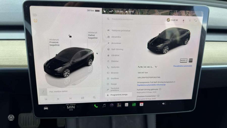 Black Tesla Model Y 2022 in Jonava, with an engine capacity of 0.00 L and mileage of 128 thousand km for 22650 €, photo 23 on AUTOMOTO.COM.LV