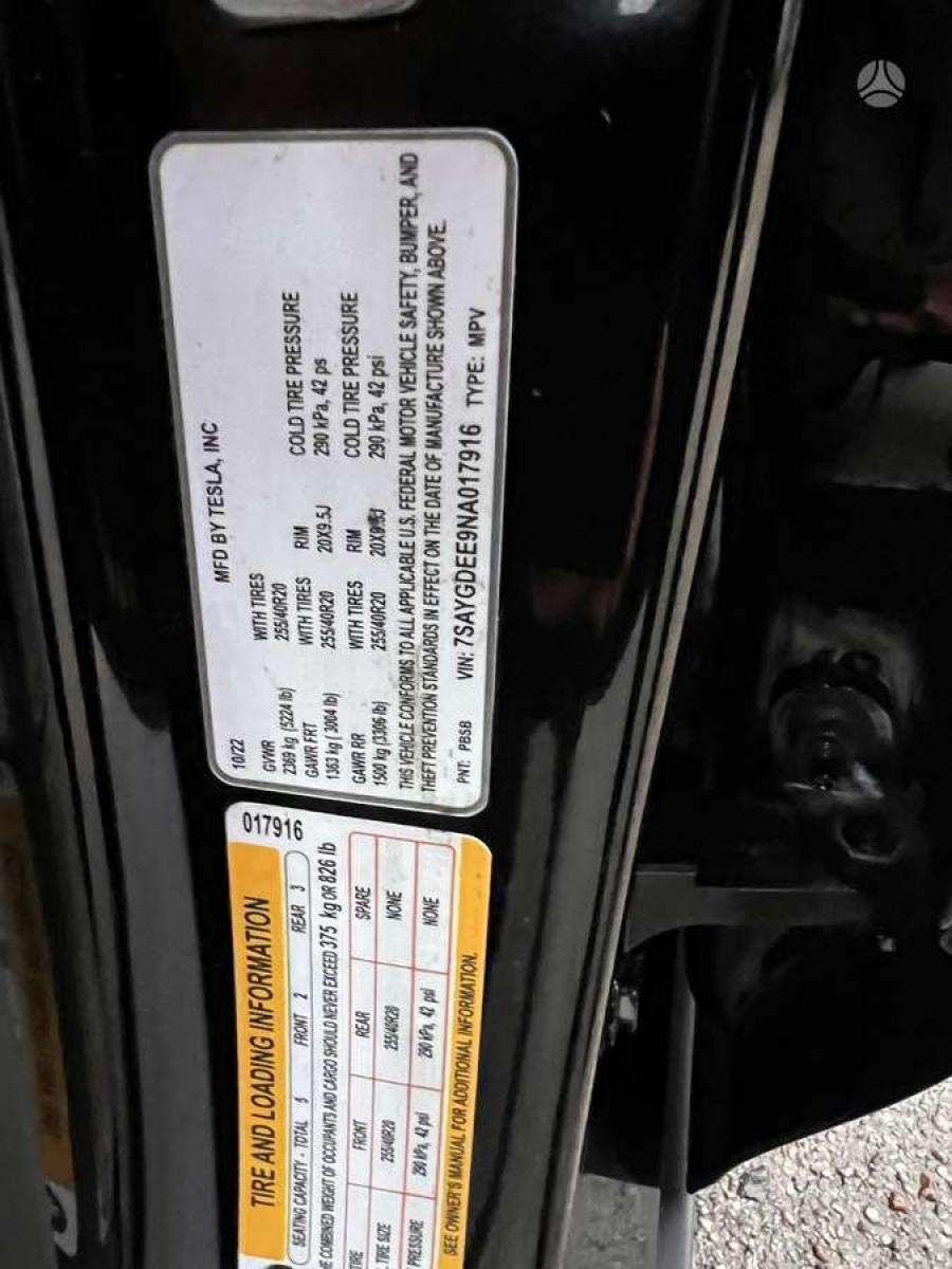 Black Tesla Model Y 2022 in Siauliai, with an engine capacity of 0.00 L and mileage of 58 thousand km for 28900 €, photo 17 on AUTOMOTO.COM.LV