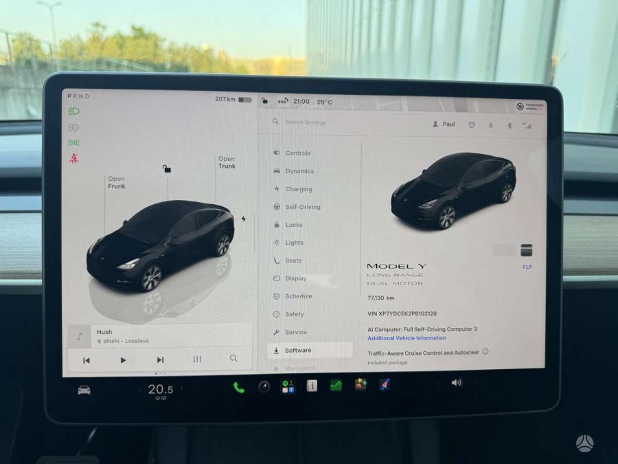 Black Tesla Model Y 2023 in Vilnius, with an engine capacity of 0.00 L and mileage of 77 thousand km for 37700 €, photo 16 on AUTOMOTO.COM.LV