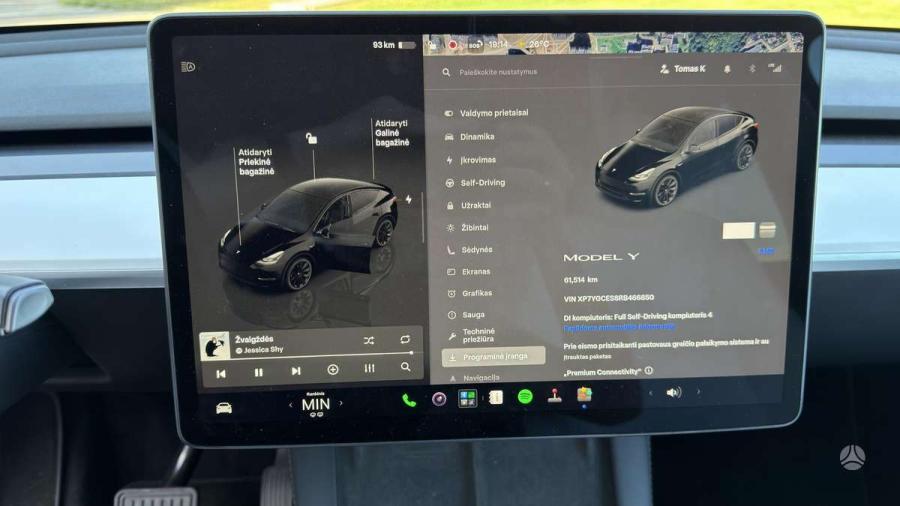 Black Tesla Model Y 2024 in Jonava, with an engine capacity of 0.00 L and mileage of 61 thousand km for 29500 €, photo 23 on AUTOMOTO.COM.LV