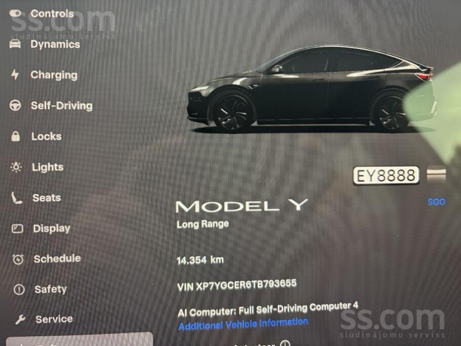Черный Тесла Модель Y 2025 в Рига, объемом двигателя 0.00 л и пробегом 14 тыс. км за 48800 €, фото 6 на AUTOMOTO.COM.LV