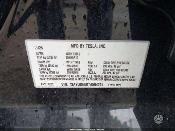 Black Tesla Model Y 2026 in Klaipeda, with an engine capacity of 0.00 L and mileage of 17 thousand km for 18950 €, photo 9 on AUTOMOTO.COM.LV