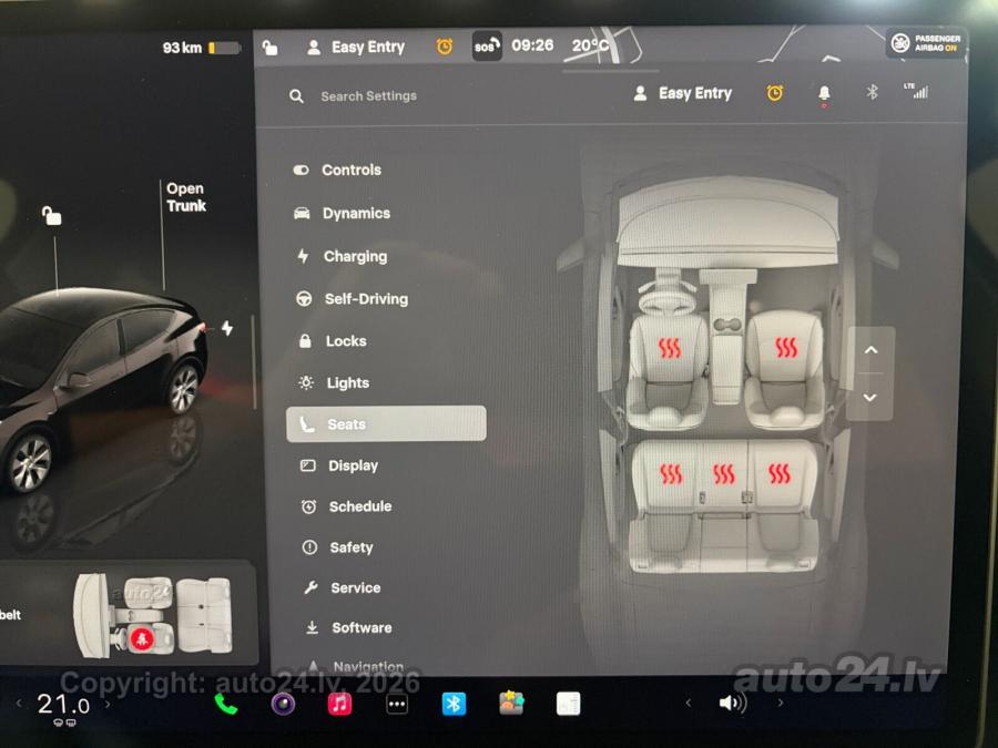 Black Tesla Model Y 2022 in Tallinn, with an engine capacity of 0.00 L and mileage of 76 thousand km for 37900 €, photo 9 on AUTOMOTO.COM.LV