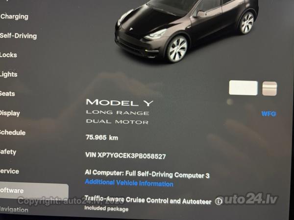 Black Tesla Model Y 2022 in Tallinn, with an engine capacity of 0.00 L and mileage of 76 thousand km for 37900 €, photo 10 on AUTOMOTO.COM.LV