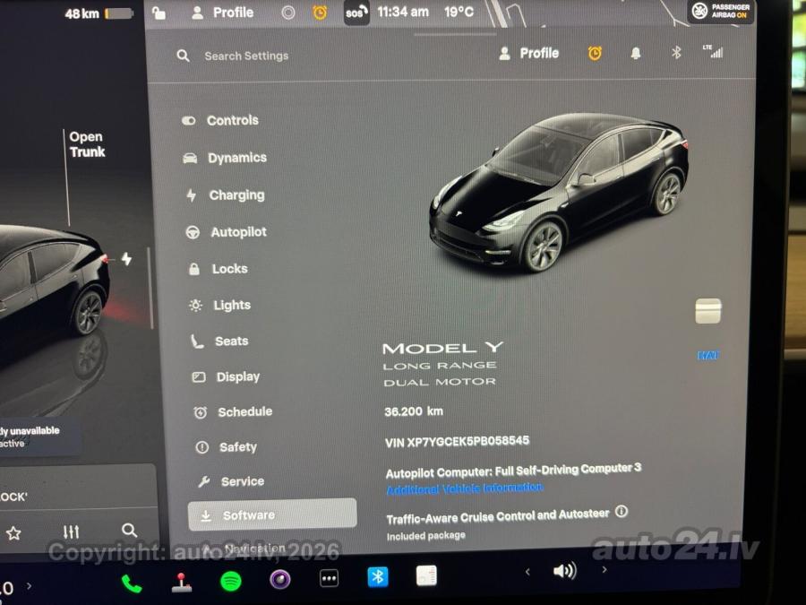Black Tesla Model Y 2022 in Tallinn, with an engine capacity of 0.00 L and mileage of 36 thousand km for 38900 €, photo 11 on AUTOMOTO.COM.LV