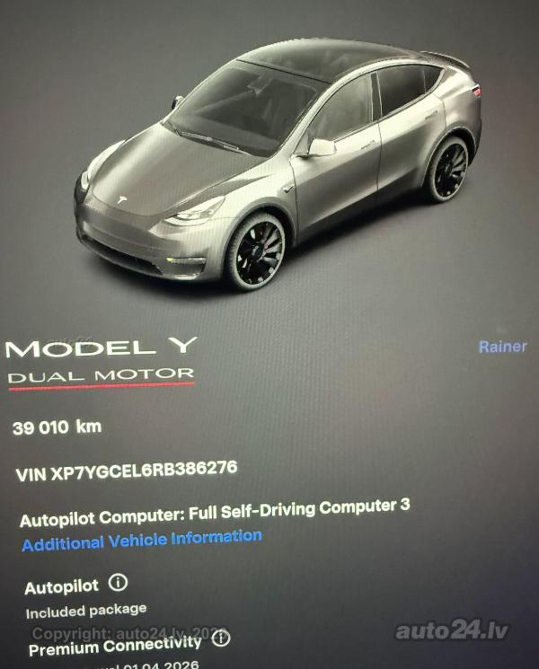 Melns Tesla Model Y 2024 Tallina, ar dzinēja tilpumu 0.00 L un nobraukumu 40 tūkst. km par 41900 €, foto 4 vietnē AUTOMOTO.COM.LV