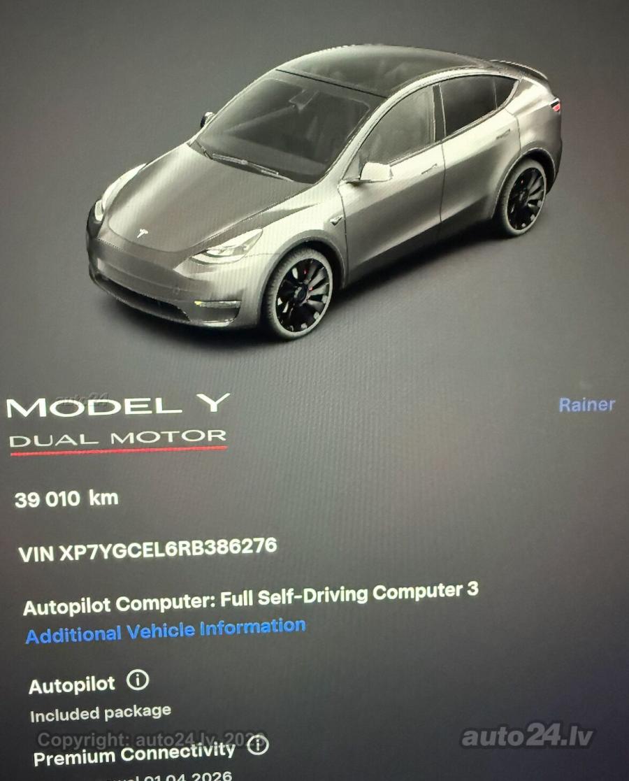 Melns Tesla Model Y 2024 Tallina, ar dzinēja tilpumu 0.00 L un nobraukumu 40 tūkst. km par 41900 €, foto 5 vietnē AUTOMOTO.COM.LV