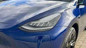Blue Tesla Model Y 2021 in Vilnius, with an engine capacity of 0.00 L and mileage of 67 thousand km for 26990 €, photo 11 on AUTOMOTO.COM.LV