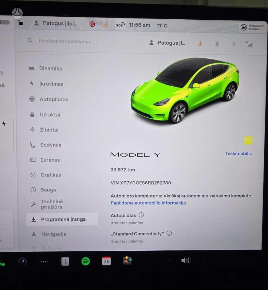 Blue Tesla Model Y 2023 in Siauliai, with an engine capacity of 0.00 L and mileage of 34 thousand km for 26900 €, photo 20 on AUTOMOTO.COM.LV