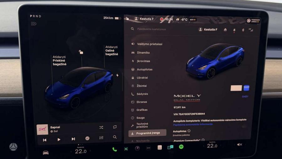 Zils Tesla Model Y 2022 Kauņa, ar dzinēja tilpumu 0.00 L un nobraukumu 98 tūkst. km par 25500 €, foto 15 vietnē AUTOMOTO.COM.LV
