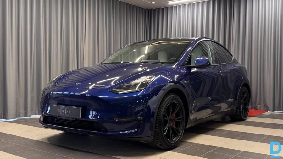 Blue Tesla Model Y 2023 in Marupe, with an engine capacity of 0.00 L and mileage of 60 thousand km for 35990 €, photo 1 on AUTOMOTO.COM.LV