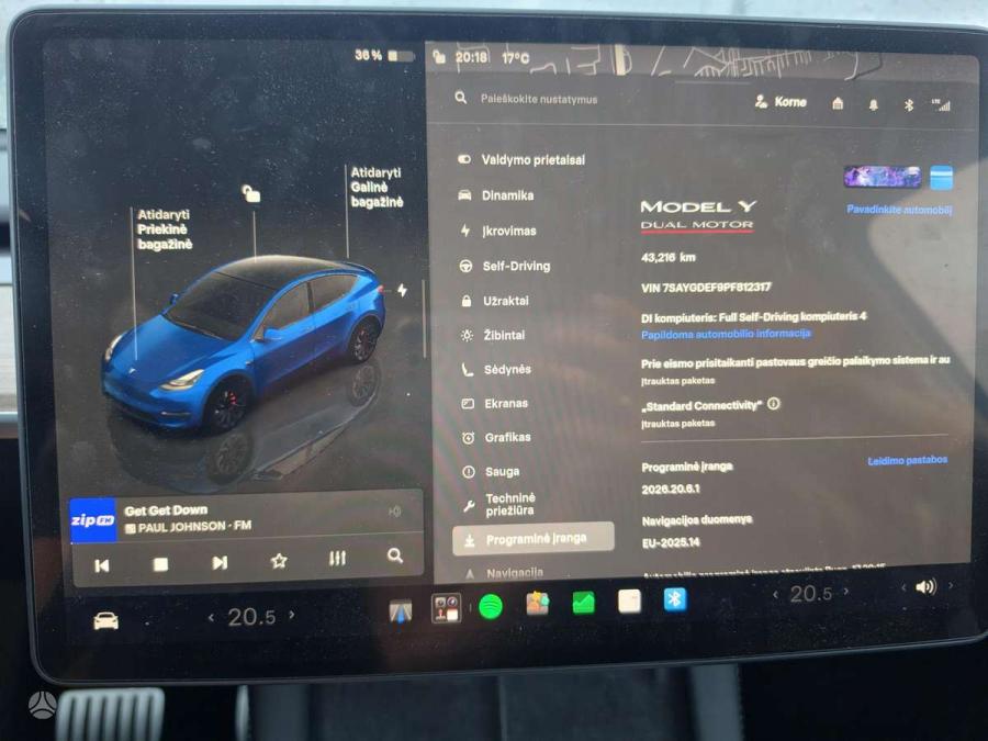 Zils Tesla Model Y 2023 Panevēža, ar dzinēja tilpumu 0.00 L un nobraukumu 43 tūkst. km par 25000 €, foto 11 vietnē AUTOMOTO.COM.LV