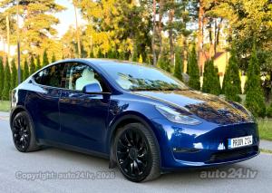 Blue Tesla Model Y 2023 in Tallinn, with an engine capacity of 0.00 L and mileage of 59 thousand km for 36500 €, photo  on AUTOMOTO.COM.LV