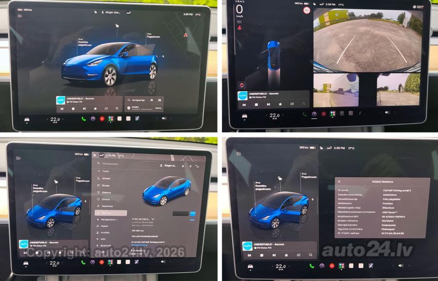 Blue Tesla Model Y 2022 in Tartu, with an engine capacity of 0.00 L and mileage of 107 thousand km for 32900 €, photo 34 on AUTOMOTO.COM.LV