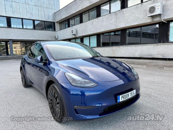 Blue Tesla Model Y 2023 in Tallinn, with an engine capacity of 0.00 L and mileage of 105 thousand km for 33800 €, photo 1 on AUTOMOTO.COM.LV