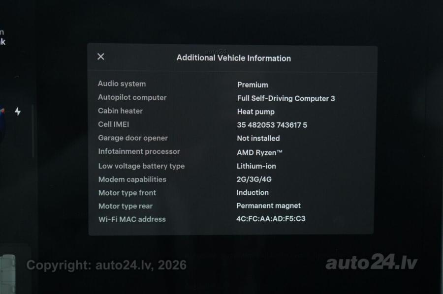 Синий Тесла Модель Y 2024 в Таллин, объемом двигателя 0.00 л и пробегом 54 тыс. км за 41990 €, фото 16 на AUTOMOTO.COM.LV