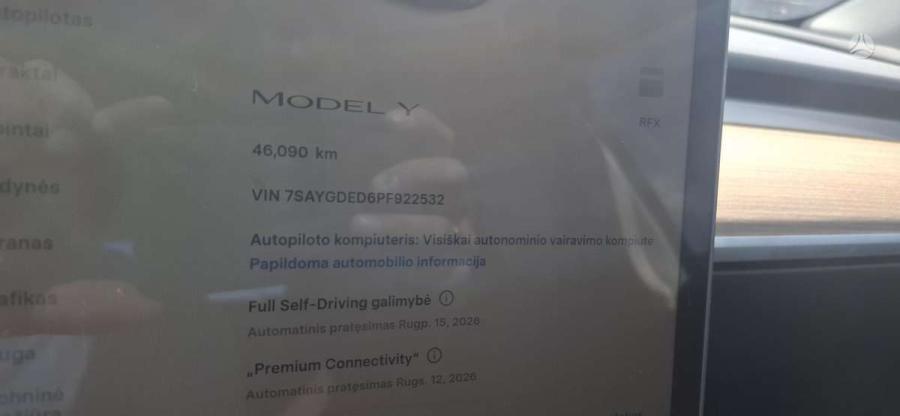 Tesla Model Y 2023 Viļņa, ar dzinēja tilpumu 0.00 L un nobraukumu 46 tūkst. km par 17700 €, foto 21 vietnē AUTOMOTO.COM.LV