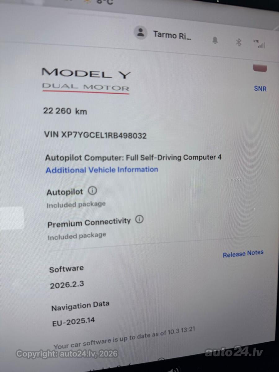 Tesla Model Y 2024 Tallina, ar dzinēja tilpumu 0.00 L un nobraukumu 22 tūkst. km par 44900 €, foto 19 vietnē AUTOMOTO.COM.LV