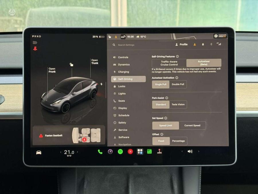 Grey Tesla Model Y 2022 in Vilnius, with an engine capacity of 0.00 L and mileage of 159 thousand km for 24999 €, photo 24 on AUTOMOTO.COM.LV