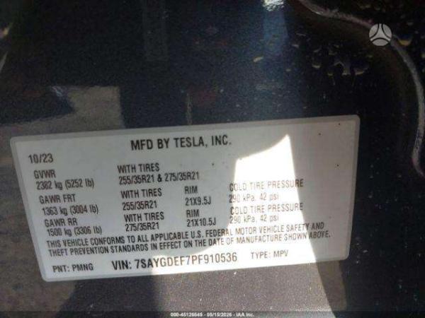 Grey Tesla Model Y 2023 in Klaipeda, with an engine capacity of 0.00 L and mileage of 53 thousand km for 12100 €, photo 9 on AUTOMOTO.COM.LV