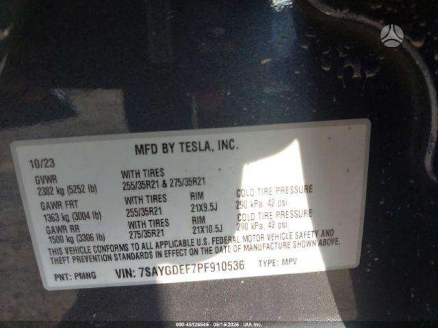 Grey Tesla Model Y 2023 in Klaipeda, with an engine capacity of 0.00 L and mileage of 53 thousand km for 12100 €, photo 10 on AUTOMOTO.COM.LV