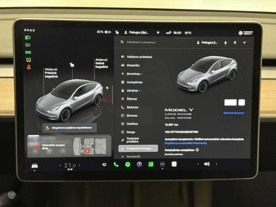 Серый Тесла Модель Y 2024 в Вильнюс, объемом двигателя 0.00 л и пробегом 13 тыс. км за 39950 €, фото 13 на AUTOMOTO.COM.LV