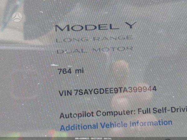 Grey Tesla Model Y 2025 in Klaipeda, with an engine capacity of 0.00 L and mileage of 2 thousand km for 23800 €, photo 5 on AUTOMOTO.COM.LV
