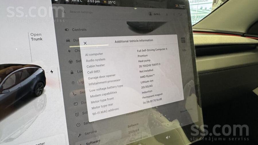 Grey Tesla Model Y 2026 in Riga, with an engine capacity of 0.00 L and mileage of 6 thousand km for 49990 €, photo 20 on AUTOMOTO.COM.LV
