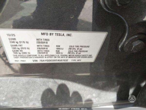 Grey Tesla Model Y 2026 in Klaipeda, with an engine capacity of 0.00 L and mileage of 5 thousand km for 15300 €, photo 9 on AUTOMOTO.COM.LV