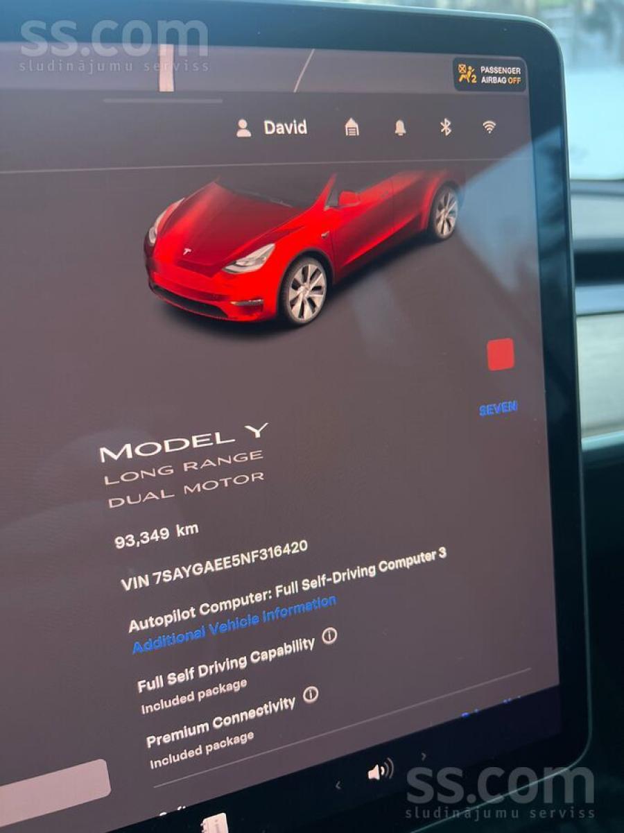 Pelēks Tesla Model Y 2022 Rīga, ar dzinēja tilpumu 0.00 L un nobraukumu 95 tūkst. km par 29500 €, foto 10 vietnē AUTOMOTO.COM.LV